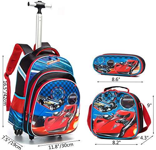 Meetbelify 3Pcs Rolling Backpack for Boys,School Backpack with Wheels for Boys