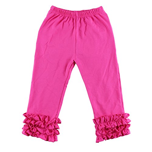 Wennikids Toddler Little Baby Girls Cotton Ruffle Pants Leggings 3X-Large Hot Pink