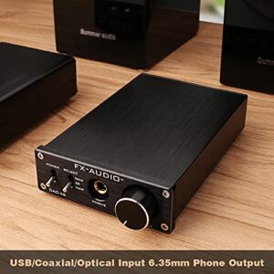 FX-Audio DAC-X6 Mini HiFi 2.0 Digital Audio Decoder DAC Input USB/Coaxial/Optical Output RCA/Headphone Amp 24Bit/96KHz DC12V (Black)