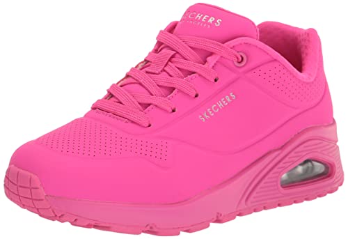 Skechers womens Skecher Street Women's Uno - Night Shades Sneaker, Pink Hot Pink Durabuck Htpk, 7.5 US