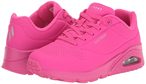 Skechers womens Skecher Street Women's Uno - Night Shades Sneaker, Pink Hot Pink Durabuck Htpk, 7.5 US