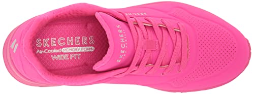 Skechers womens Skecher Street Women's Uno - Night Shades Sneaker, Pink Hot Pink Durabuck Htpk, 7.5 US