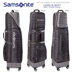 Samsonite "The Protector" Hardside And Softisde Golf Travel Bag With Shark Wheels, Waterproof Exterior, Black