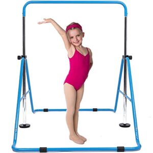 dobests gymnastics bar equipment for home for kids height adjustable junior training kip bar uneven bars for 3-7 years (blue)