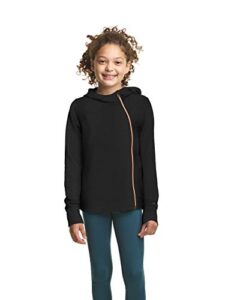 c9 champion girls' fleece asymmetrical jacket, ebony heather, medium