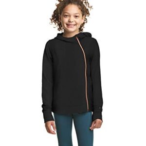 C9 Champion Girls' Fleece Asymmetrical Jacket, Ebony Heather, Medium