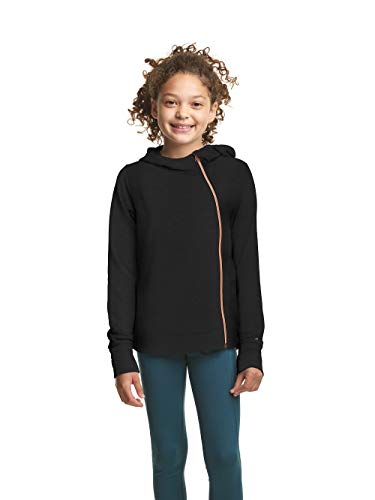 C9 Champion Girls' Fleece Asymmetrical Jacket, Ebony Heather, Medium