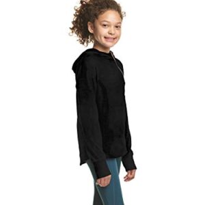 C9 Champion Girls' Fleece Asymmetrical Jacket, Ebony Heather, Medium