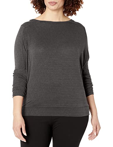 C9 Champion womens Long Sleeve Open Back Top Yoga Shirt, Ebony Heather, Medium US