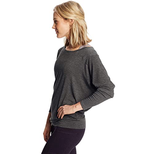 C9 Champion womens Long Sleeve Open Back Top Yoga Shirt, Ebony Heather, Medium US