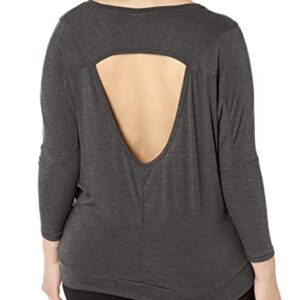 C9 Champion womens Long Sleeve Open Back Top Yoga Shirt, Ebony Heather, Medium US