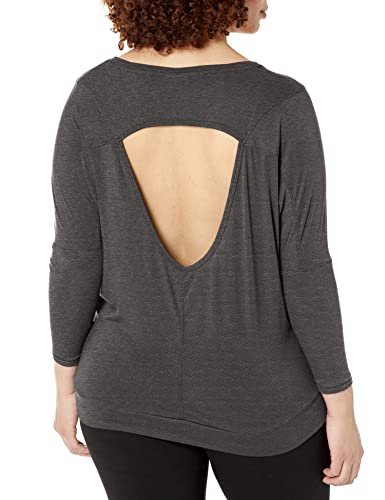 C9 Champion womens Long Sleeve Open Back Top Yoga Shirt, Ebony Heather, Medium US