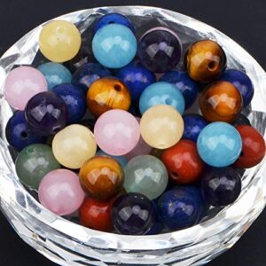 FYGEM Natural Stone Beads 200pcs Mixed 8mm Round Genuine Real Beading Loose Gemstone Hole Size 1mm DIY Charm Smooth Beads for Bracelet Necklace Earrings Jewelry Making (Stone Beads Mix 200pcs, 8MM)