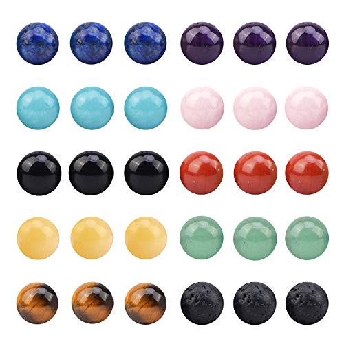 FYGEM Natural Stone Beads 200pcs Mixed 8mm Round Genuine Real Beading Loose Gemstone Hole Size 1mm DIY Charm Smooth Beads for Bracelet Necklace Earrings Jewelry Making (Stone Beads Mix 200pcs, 8MM)