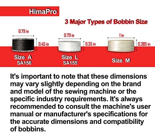 HimaPro 144 White Prewound Bobbins for Embroidery Machines Size L (SA155) Cardboard Sided Good for Brother, Babylock, Janome, Bernina, Husqvarna, Pfaff Embroidery Machines Etc (White) - 60 Weight