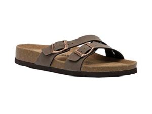 cushionaire women's liza cork footbed sandal with +comfort, brown, 8.5