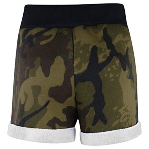 Kids Girls Shorts Fleece Camouflage Green Summer Hot Short Dance Gym Pants 5-13Y