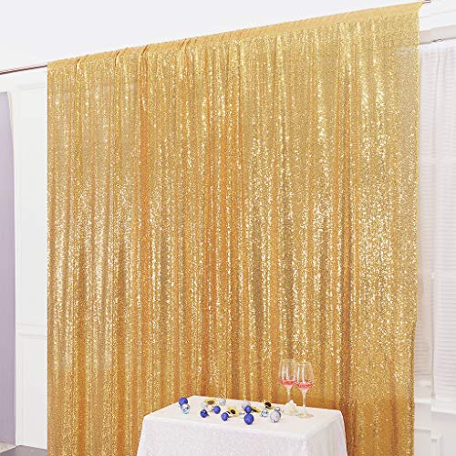 Juya Delight 4ft x 7ft New Gold Sequin Photography Backdrop Curtain for Wedding Party Decoration Festival Ceremony