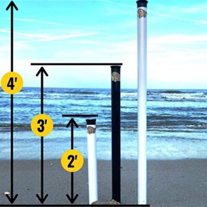 Sand Flea Surf Fishing Rod Holder Beach Sand Spike. 2, 3 or 4 Foot Lengths. Made from Impact and UV Resistant PVC. 100% USA Made. (Black, 2)