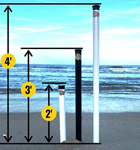 Sand Flea Surf Fishing Rod Holder Beach Sand Spike. 2, 3 or 4 Foot Lengths. Made from Impact and UV Resistant PVC. 100% USA Made. (Black, 2)