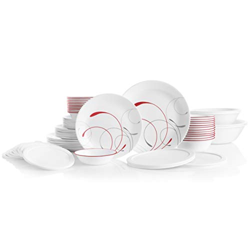 Corelle Vitrelle 78-Piece Service for 12 Dinnerware Set, Triple Layer Glass and Chip Resistant, Lightweight Round Plates and Bowls Set, Splendor