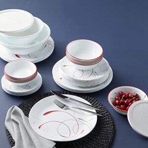 Corelle Vitrelle 78-Piece Service for 12 Dinnerware Set, Triple Layer Glass and Chip Resistant, Lightweight Round Plates and Bowls Set, Splendor