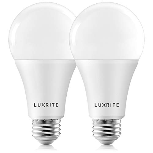 LUXRITE A21 LED Bulbs 150 Watt Equivalent, 2550 Lumens, 5000K Bright White, Dimmable Standard LED Bulb 22W, Energy Star, E26 Medium Base - Indoor and Outdoor (2 Pack)