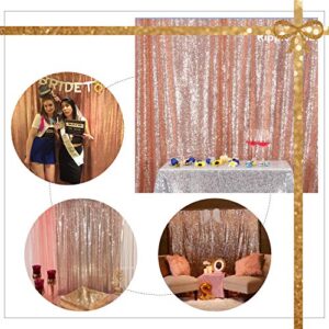 Juya Delight 2 Panels Sequin Photography Backdrop Curtain for Wedding Party Decoration Festival Ceremony，2ft x 8ft x 2Pcs,Rose Gold