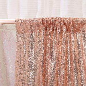 Juya Delight 2 Panels Sequin Photography Backdrop Curtain for Wedding Party Decoration Festival Ceremony，2ft x 8ft x 2Pcs,Rose Gold