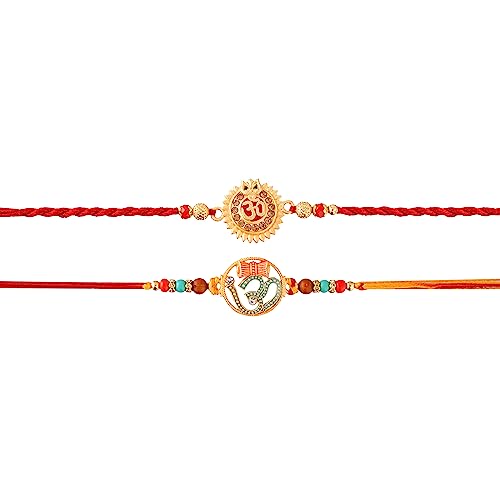 Eximious India Set of 2 Rakhi For Brother With Card Om Pendant For Raksha Bandhan Designer Rakhi Thread for Bhaiya 03