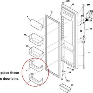 2 Pack 240323001 Refrigerator Replacement Door Bin Side Shelf for Frigidaire Electrolux, Repalce 240323007, 890954, AP2115741, AH429724, EA429724, PS429724-White