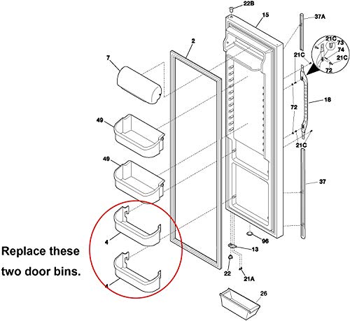 2 Pack 240323001 Refrigerator Replacement Door Bin Side Shelf for Frigidaire Electrolux, Repalce 240323007, 890954, AP2115741, AH429724, EA429724, PS429724-White