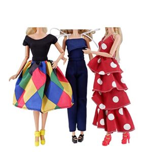 e-ting 3 sets doll clothes chiffon skirt jumpsuits office style wears dress for 11.5 inches girl dolls