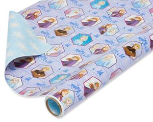 american greetings reversible all-occasion and birthday wrapping paper, disney frozen (1 pack, 75 sq. ft.)