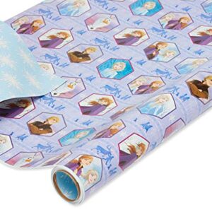 American Greetings Reversible All-Occasion and Birthday Wrapping Paper, Disney Frozen (1 Pack, 75 sq. ft.)