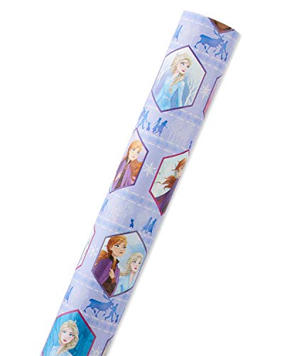 American Greetings Reversible All-Occasion and Birthday Wrapping Paper, Disney Frozen (1 Pack, 75 sq. ft.)