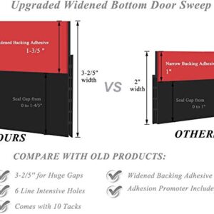 [New Upgrade] Huge Gap Door Draft Stopper,3-2/5"W Widened Door Sweep for Interior and Exterior Doors - Guard Against Drafts, Dust, Noise and Unwanted Animals (3-2/5"W x 39" L, Black)…