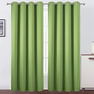 lemomo light green blackout curtains for bedroom room darkening curtains/draperies 52 x 84 inches long thermal insulated living room curtains set of 2 panels