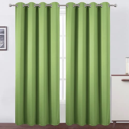 LEMOMO Light Green Blackout Curtains for Bedroom Room Darkening Curtains/Draperies 52 x 84 Inches Long Thermal Insulated Living Room Curtains Set of 2 Panels