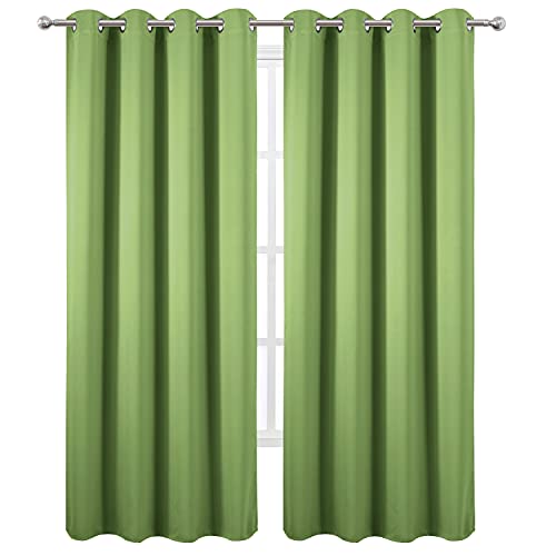 LEMOMO Light Green Blackout Curtains for Bedroom Room Darkening Curtains/Draperies 52 x 84 Inches Long Thermal Insulated Living Room Curtains Set of 2 Panels