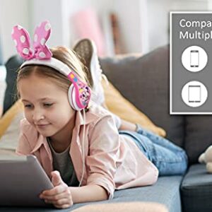 Minnie Mouse Kids Headphones for Kids Adjustable Stereo Tangle-Free 3.5Mm Jack Wired Cord Over Ear Headset for Children Parental Volume Control Safe for School Home & Travel Packaging