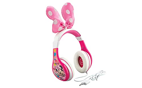 Minnie Mouse Kids Headphones for Kids Adjustable Stereo Tangle-Free 3.5Mm Jack Wired Cord Over Ear Headset for Children Parental Volume Control Safe for School Home & Travel Packaging