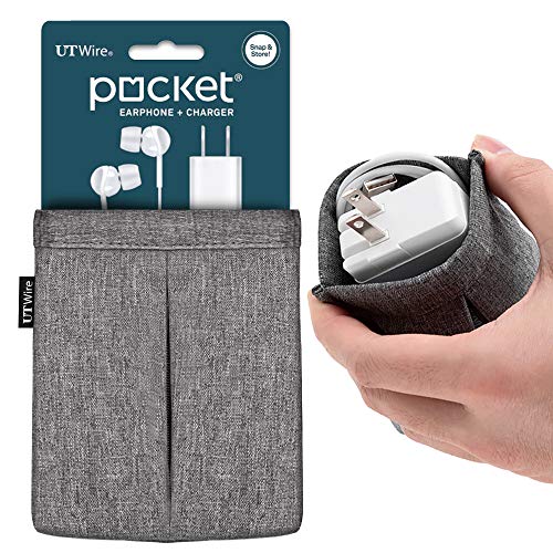 Pocket for Earphone and Charger Snap & Store Padded Accessory Travel Pouch for AirPods Pro, Earbuds in Grey