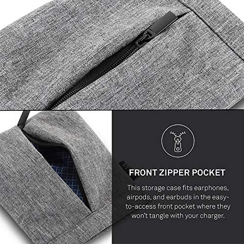 Pocket for Earphone and Charger Snap & Store Padded Accessory Travel Pouch for AirPods Pro, Earbuds in Grey