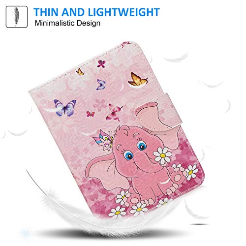 Kindle 10th Gen 2019 Case, Dteck Slim Fit Premium PU Leather Folio Case with Card Holder/Pocket Soft Back Cover for All-New Kindle 10th Generation 2019 Release - Butterfly Elephant