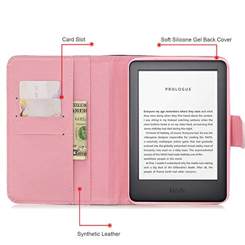 Kindle 10th Gen 2019 Case, Dteck Slim Fit Premium PU Leather Folio Case with Card Holder/Pocket Soft Back Cover for All-New Kindle 10th Generation 2019 Release - Butterfly Elephant