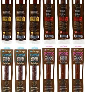 ETTA SAYS! Yumm Meat Stick Treats for Dogs – Pack of 12 – Made in The USA, Human Grade, No Added Hormones, No Nitrates or Nitrites, No MSG, Gluten-Free, Soy-Free Dog Treats (Variety)