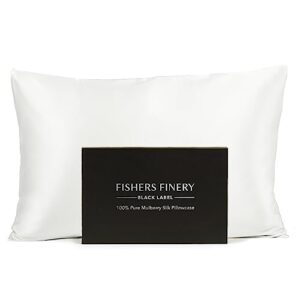 fishers finery 30mm 100% pure mulberry silk pillowcase, good housekeeping quality tested (white, standard)