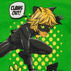 Miraculous Boys' Cat Noir T-Shirt Green Size 12