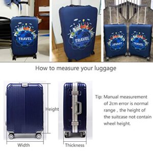 TRAVEL KIN Thickened Luggage Cover ，Washable Travel Gear Cover，18/24/28/32 Inch Suitcase Spandex Protective Cover (M(22"-24" luggage), TRAVEL)